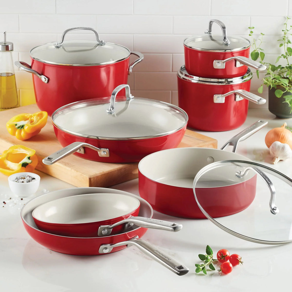 Shop KitchenAid 12-piece Hard Anodized Ceramic Non-Stick Cookware Set ...