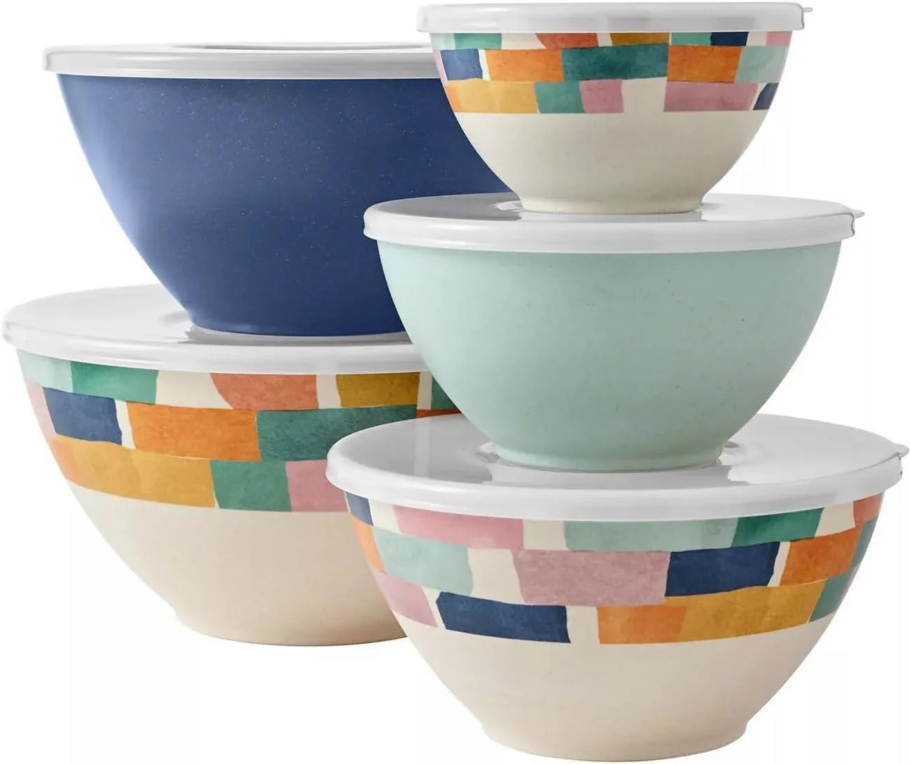 10-Piece Bamboo Melamine Mixing Bowls with Lids Set — ShopUSA - Kenya